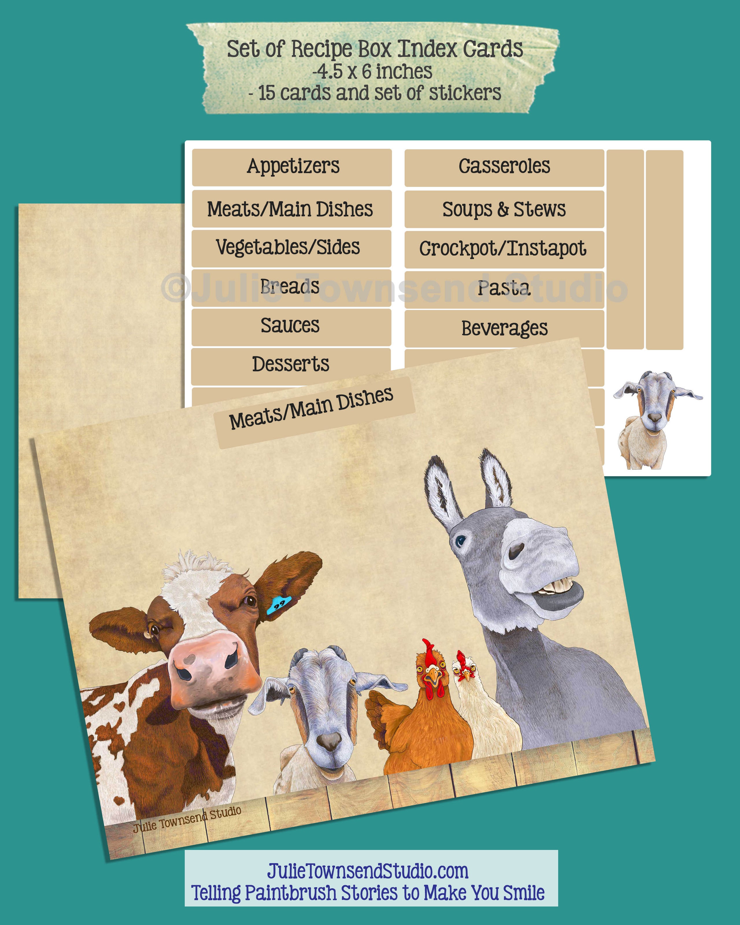 Farm Themed Recipe Card Box File Tabs to Make Your Favorite Recipe Card ...